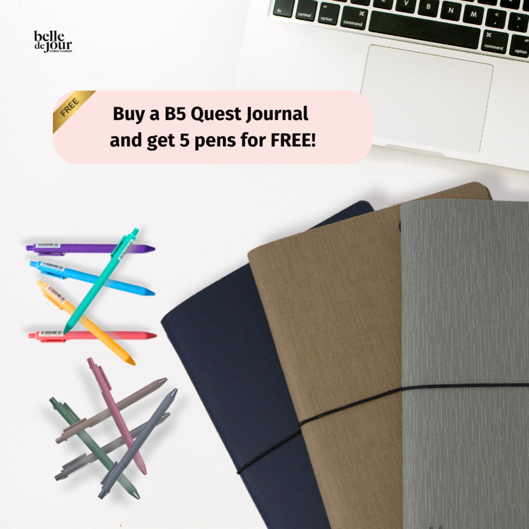 Quest Essentials B5 Journal with Free 5pcs Kaco Pens – Belle de Jour ...